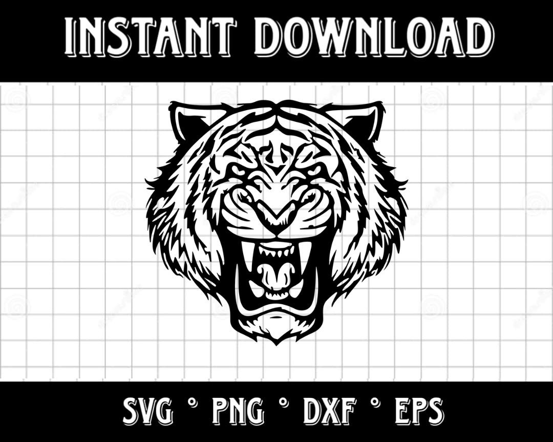 Tiger Svg, Tiger Roaring Design Instant Download SVG, PNG ,EPS, Dxf Cut ...