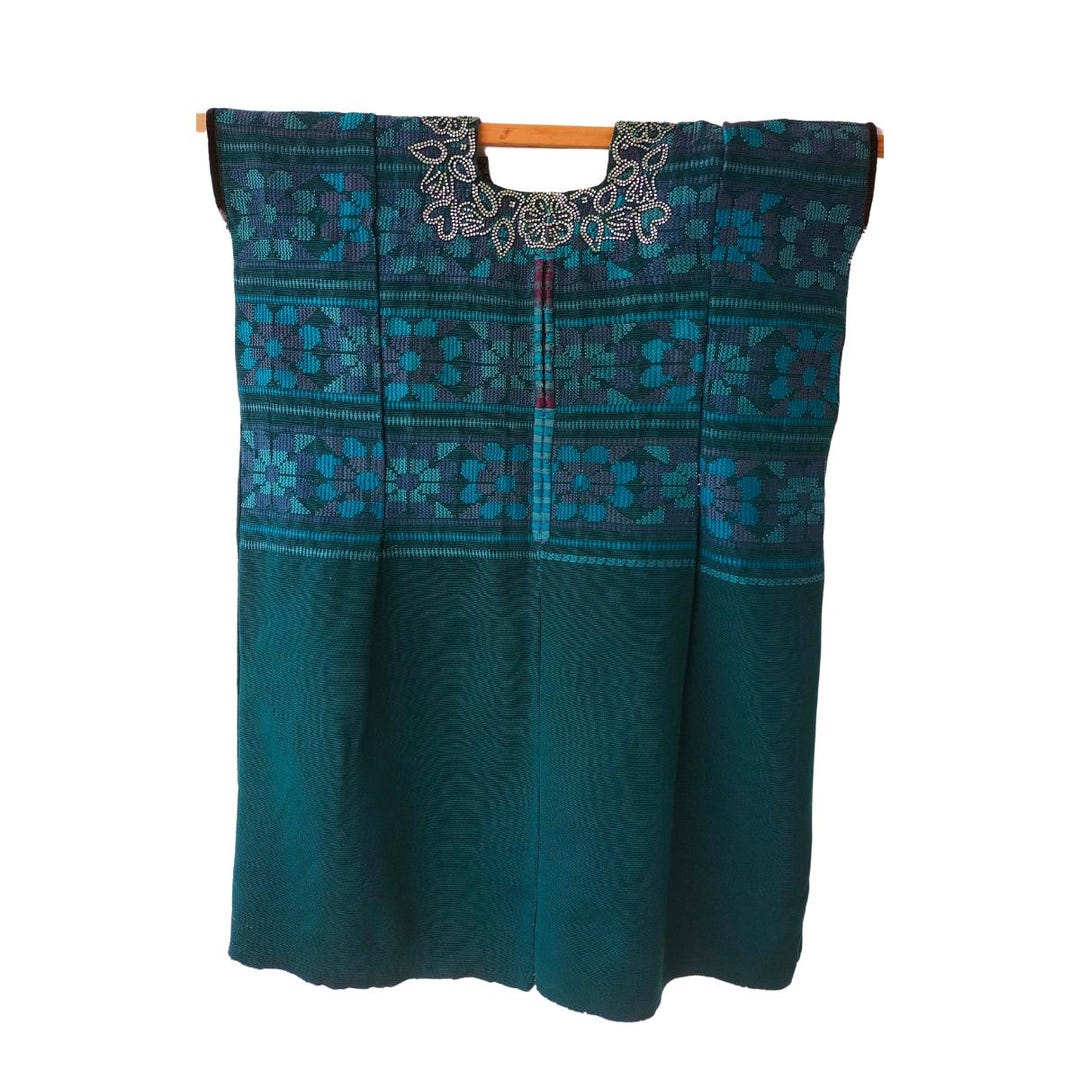 Turquoise Vintage Huipil From Almolonga, Quetzaltenango. Traditional ...