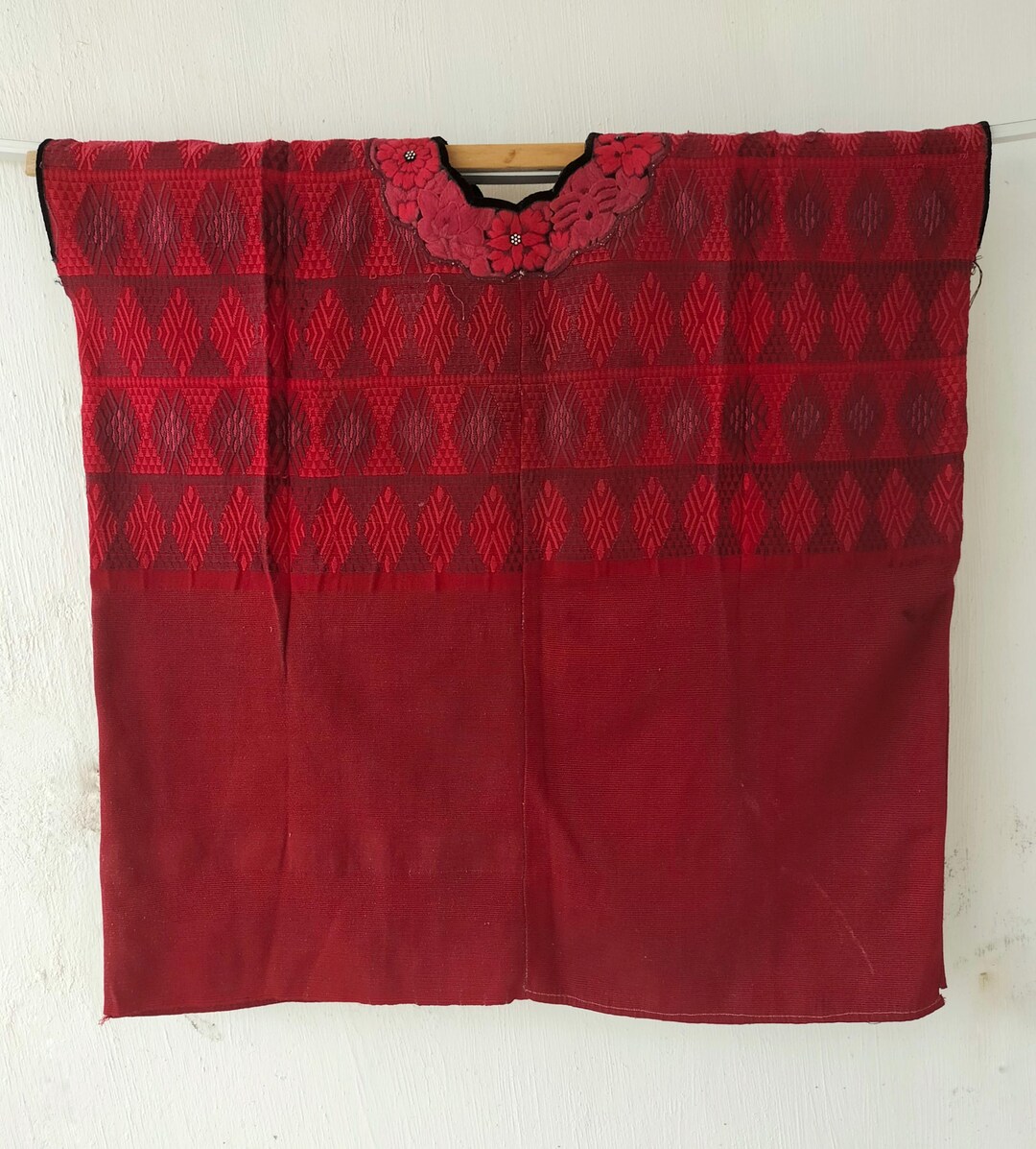 Red Vintage Huipil From Almolonga, Quetzaltenango. Traditional Handmade ...