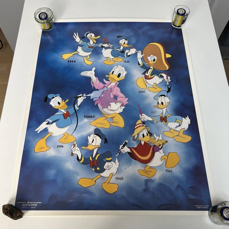 Vintage Disney Donald Duck Poster 1934-1986 Evolution Cartoon Printed ...