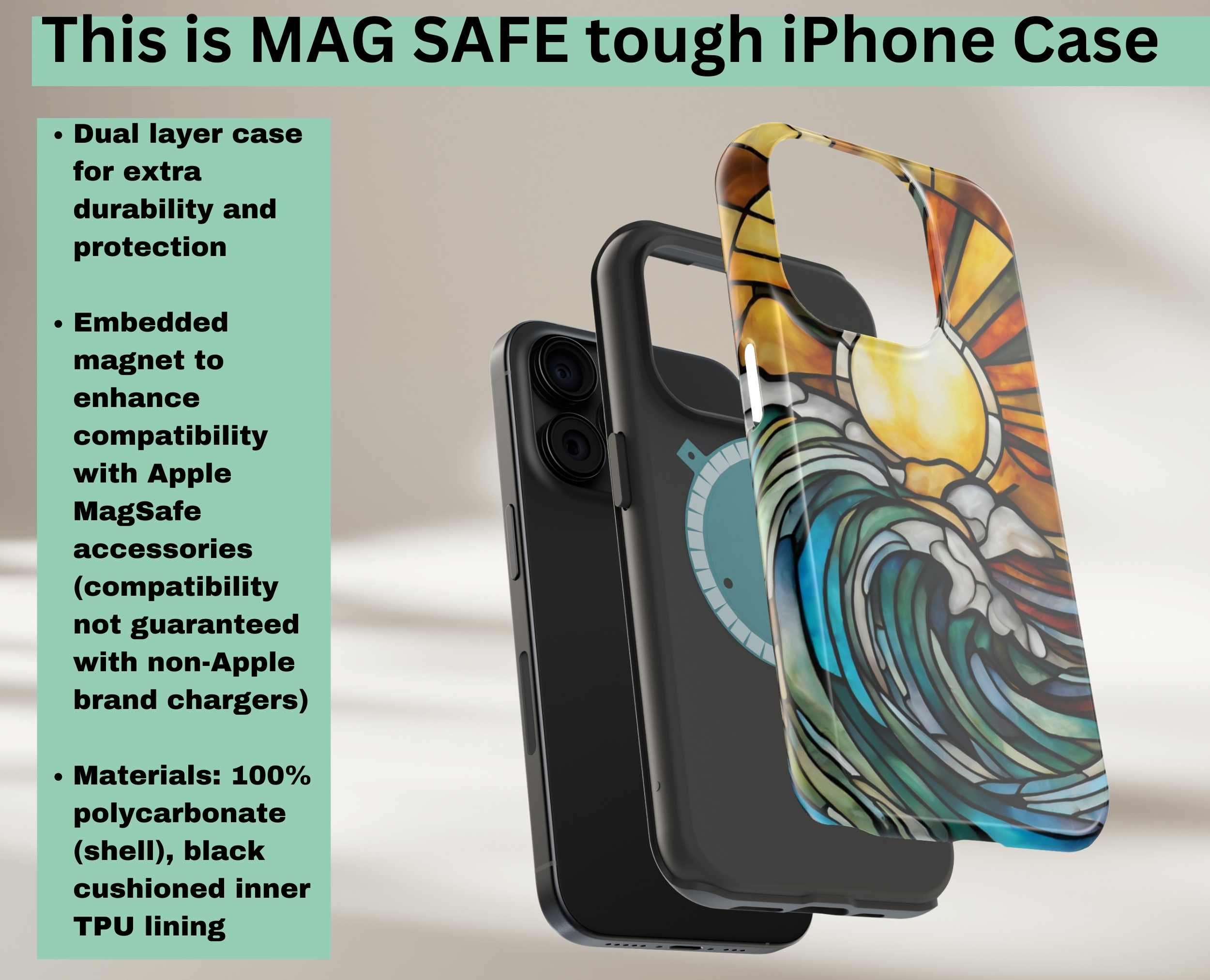Waves and Sun Rays Stained Glass Illusion Print Magsafe Phone Case for ...