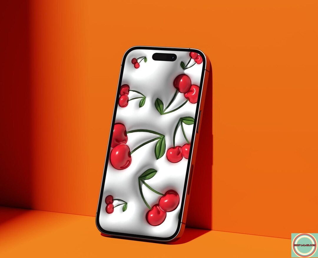 DIGITAL 3D Puffy Cherries in Cream Wallpaper Digital Download ...