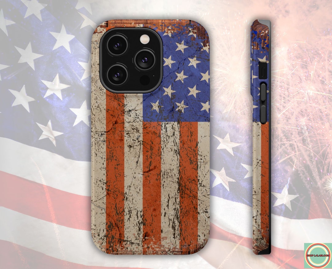 American Flag USA Rustic Faux Wood MAGSAFE Phone Case for iPhone 16 15 ...