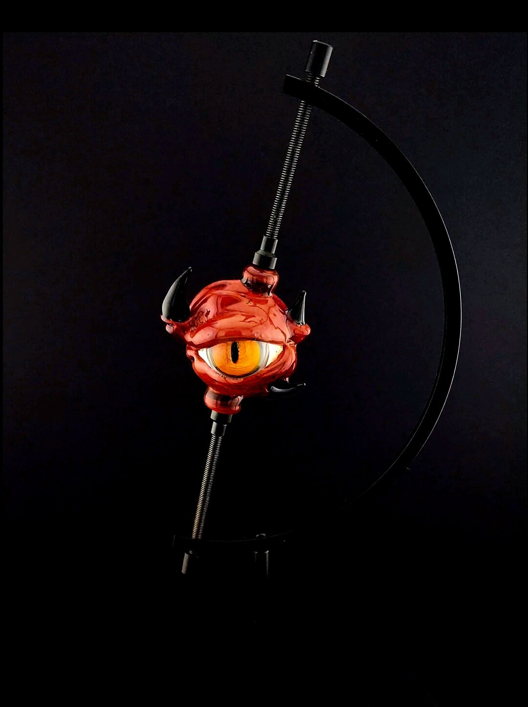 1.65 Glass Creature Eyeball Marble With Metal Stand Curio Glassblown ...