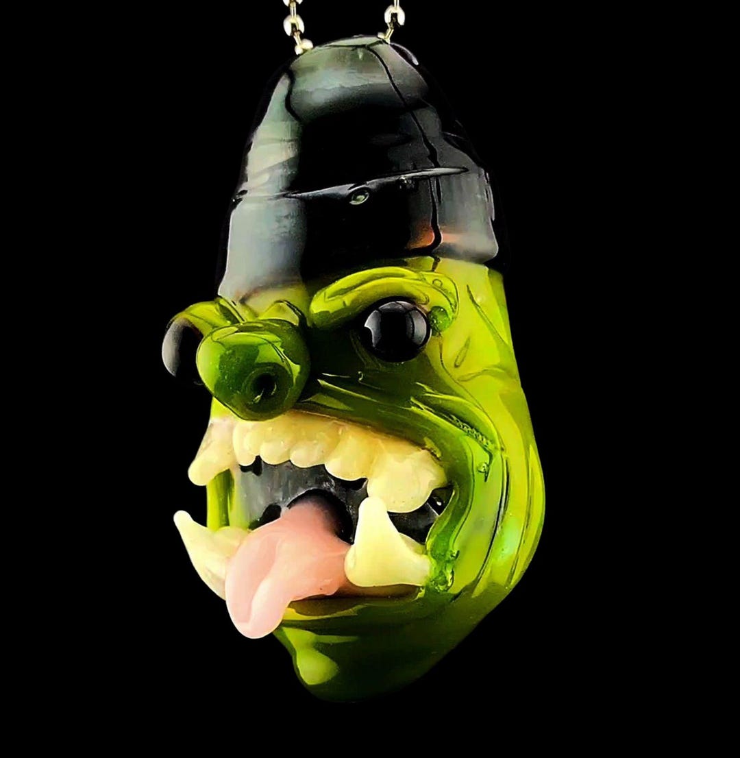 Orc Goblin Ogre Head Handblown Glass Pendant With Beanie - Etsy