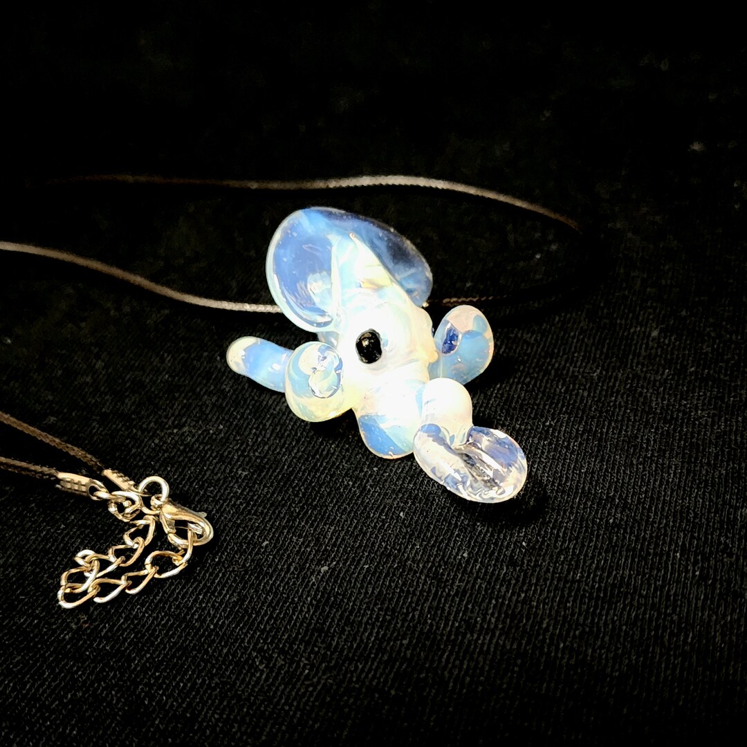 Ghost Blue Squid Octopus Spoon Pendant Necklace Glass - Etsy