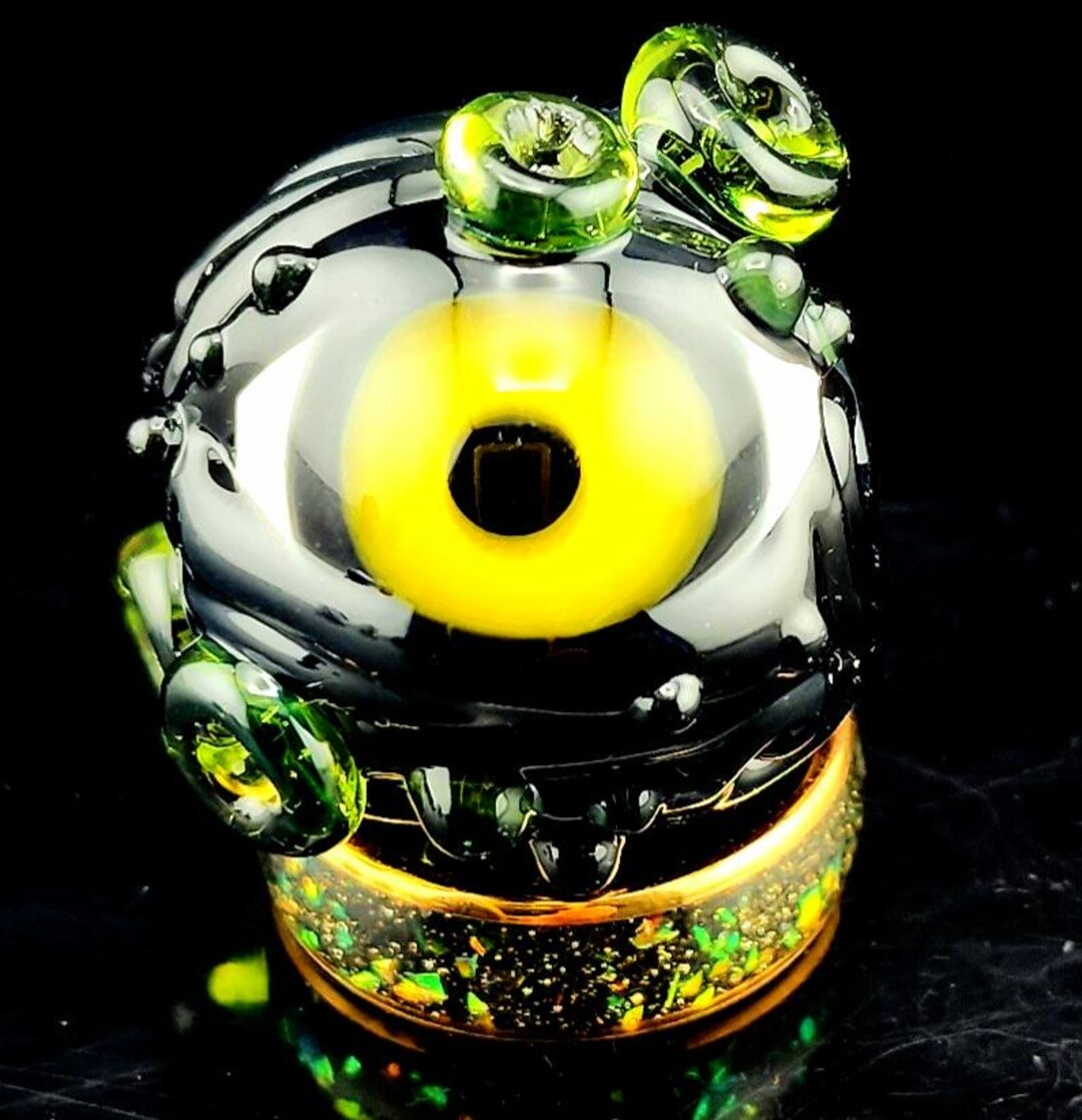1.33" Glass Creature Eyeball Marble Curio Glassblown Oddities Monster ...