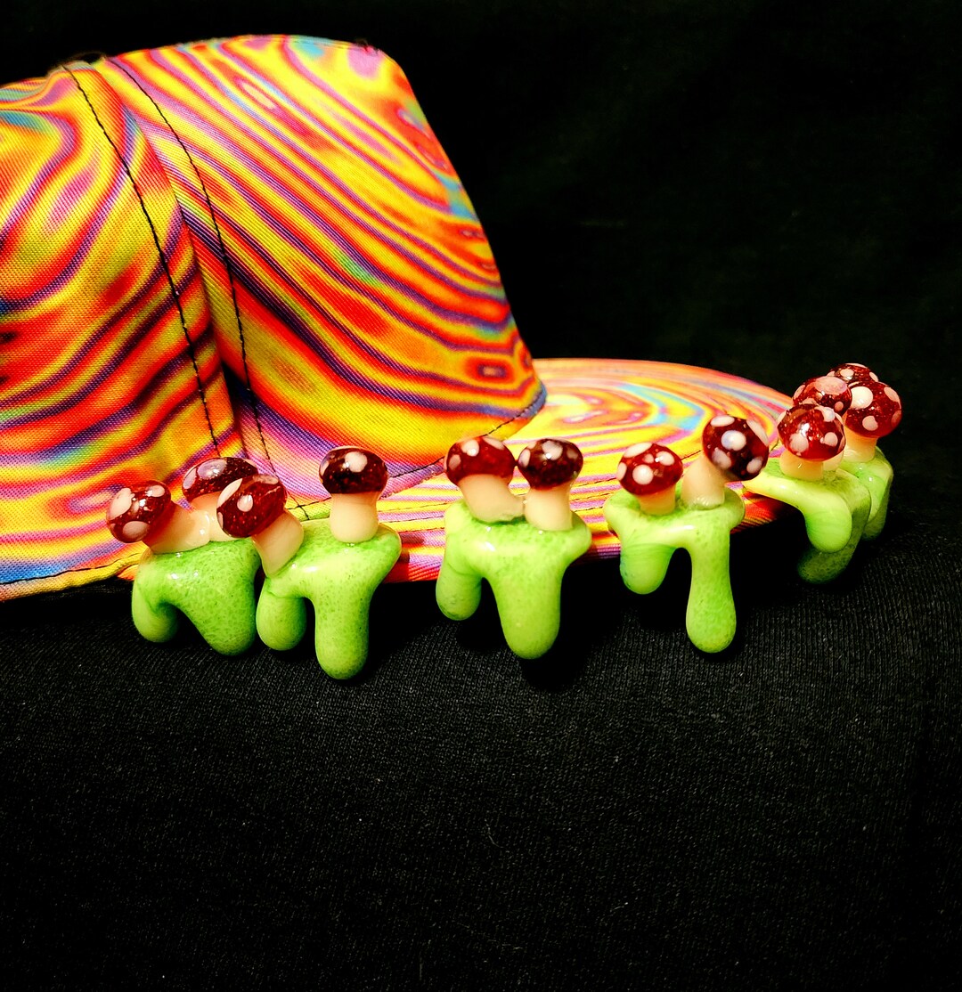 Mushroom Topped Glass Trippy Drippy Hat Brim Pin - Etsy
