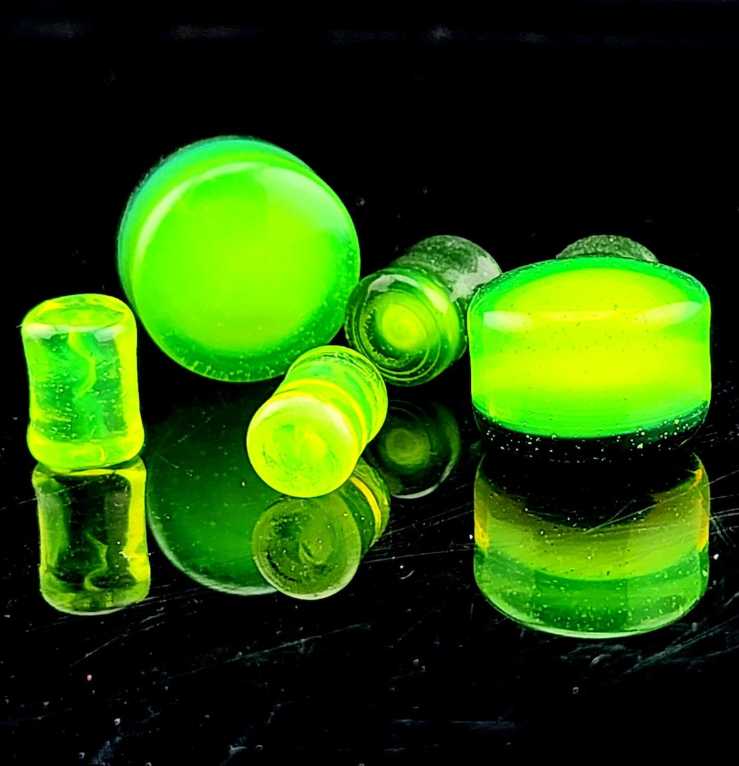 Slime Green Glass Ear Plugs / Gauges Double Flare, Singles and Pairs - Etsy