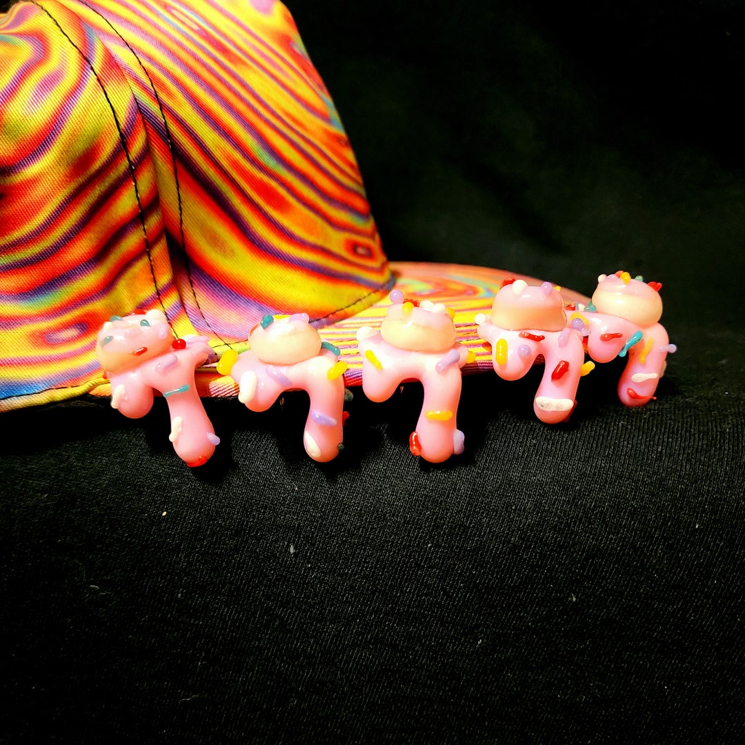 Pink Sprinkle Donut Topped Glass Trippy Drippy Hat Brim Pin - Etsy