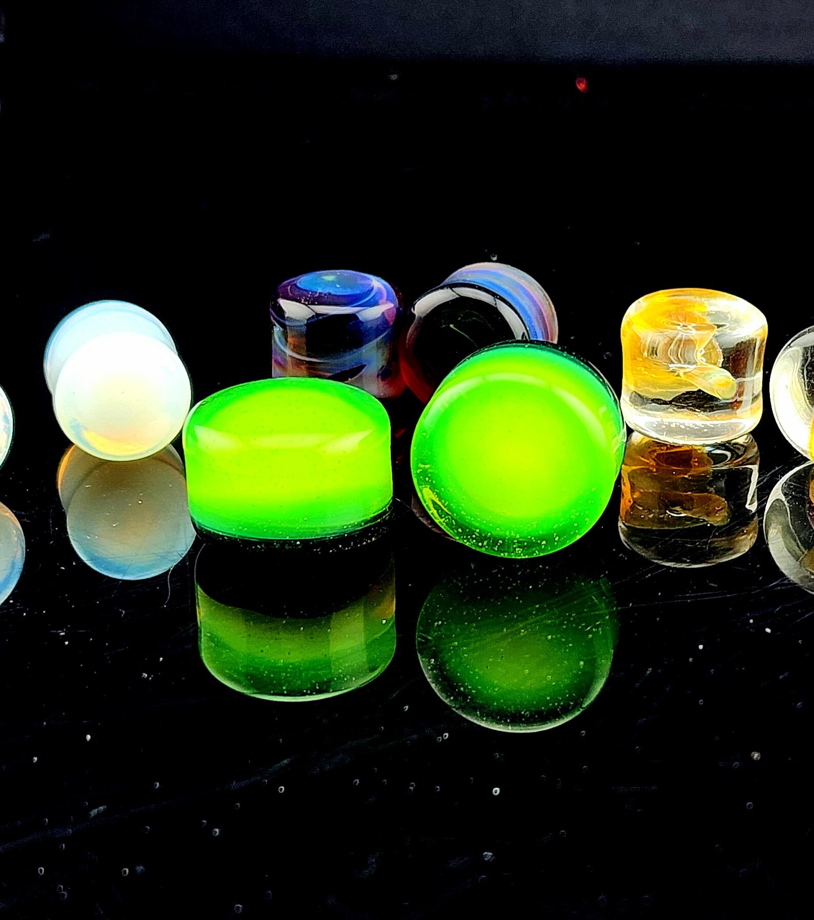 Slime Green Glass Ear Plugs / Gauges Double Flare, Singles and Pairs - Etsy