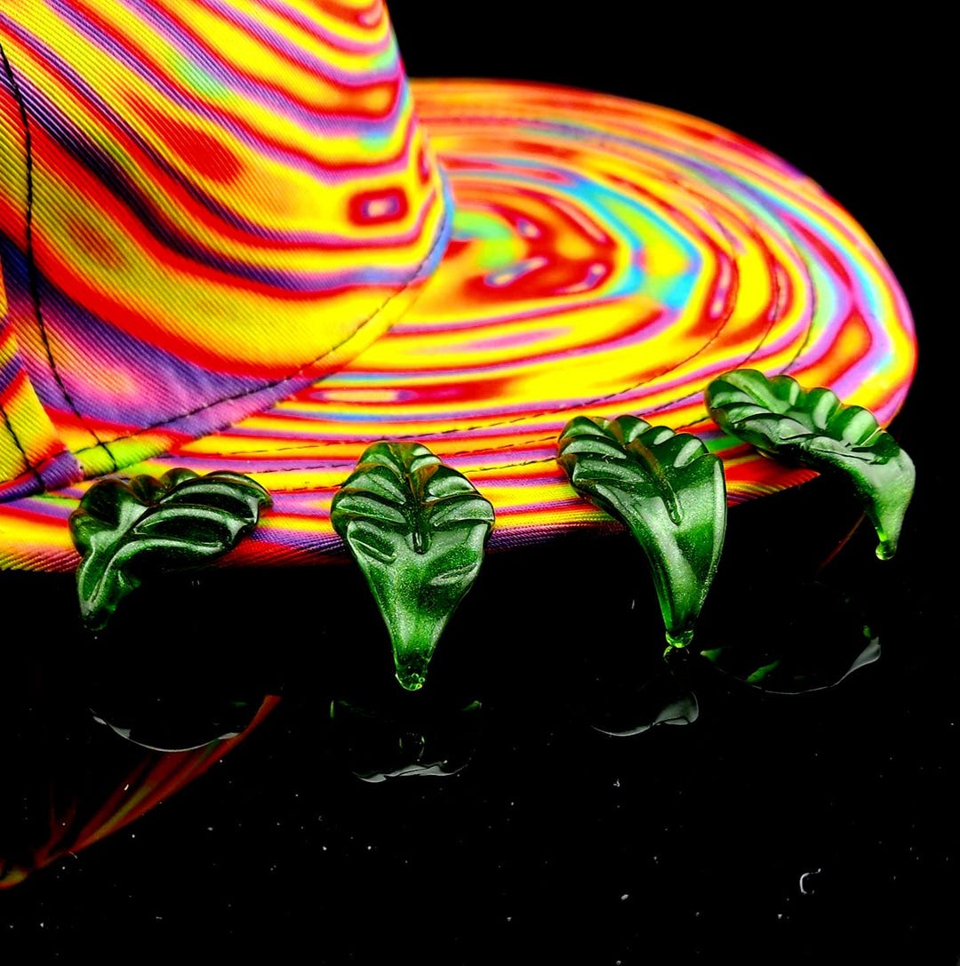 Forest Leaf Glass Trippy Drippy Hat Brim Pin - Etsy