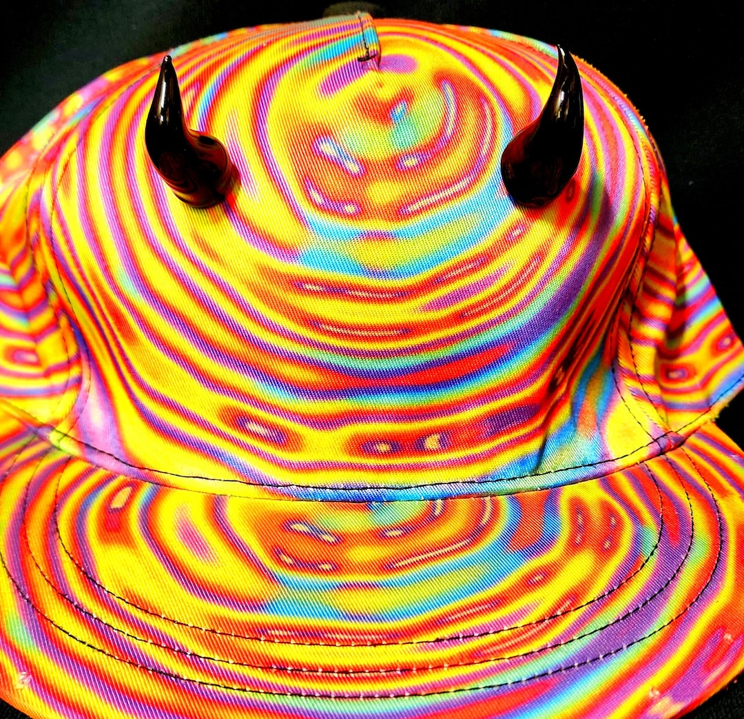 Pitch Black Devil Horns Glass Trippy Hat Pin Pair - Etsy