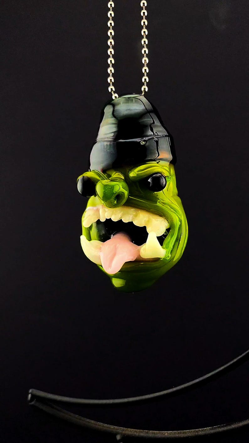 Orc Goblin Ogre Head Handblown Glass Pendant With Beanie - Etsy