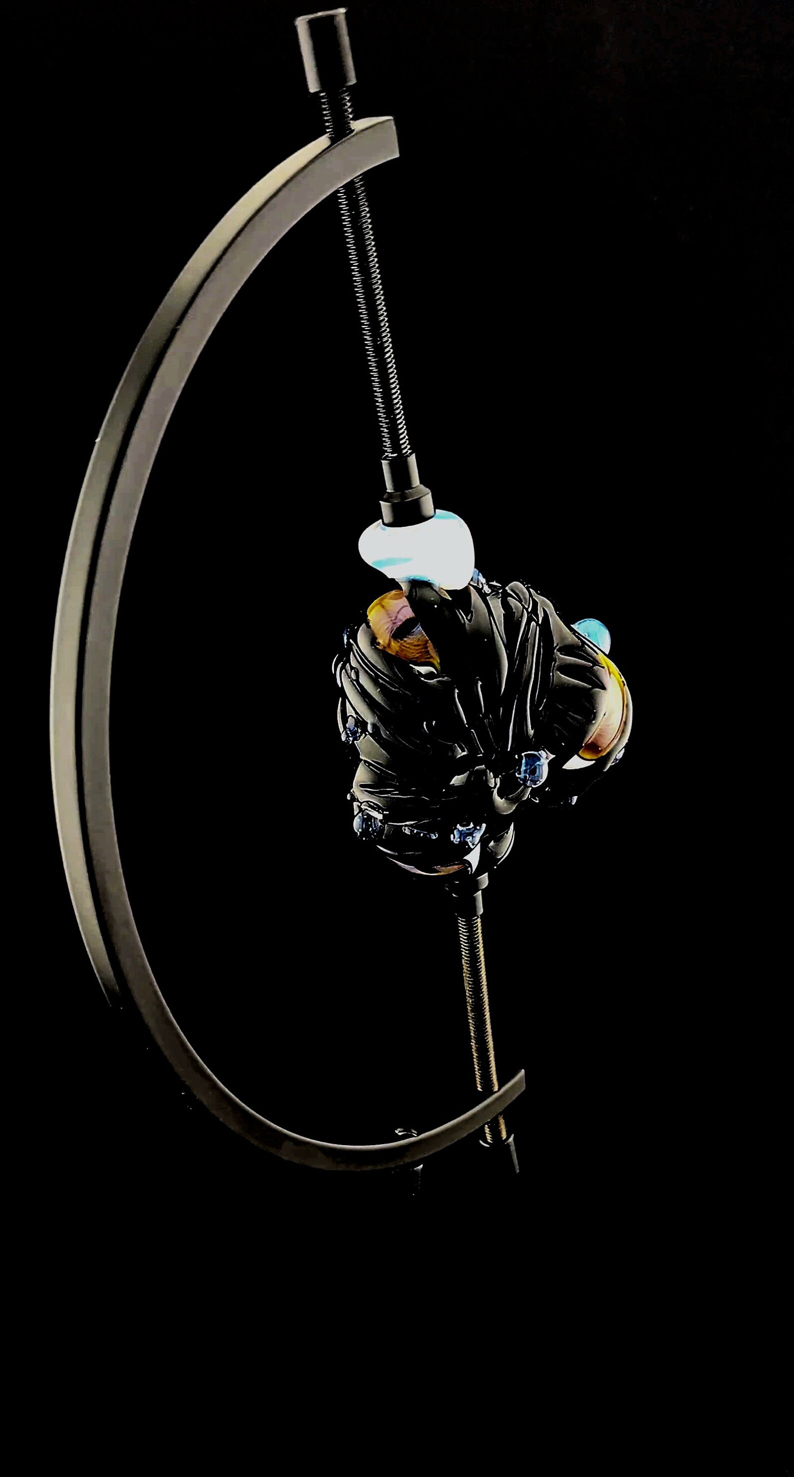 2.1 Glass Creature 4 Eyeball Marble With Metal Stand Curio Glassblown ...