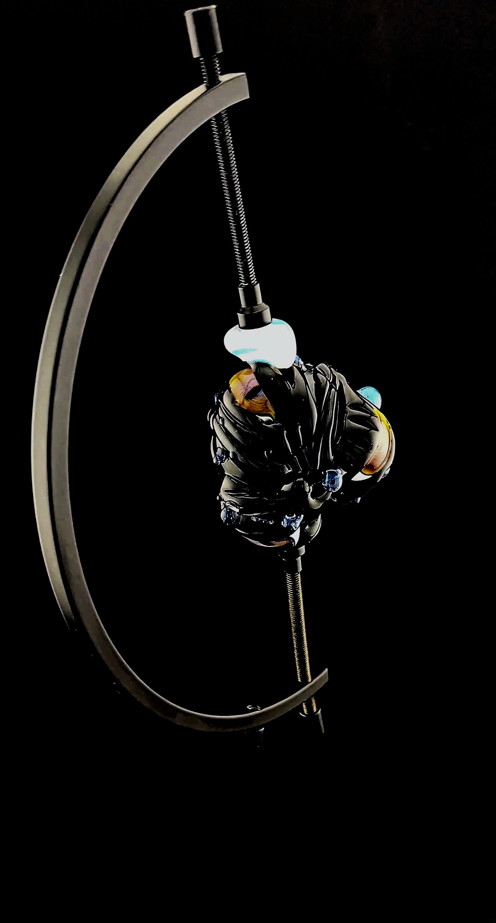 2.1 Glass Creature 4 Eyeball Marble With Metal Stand Curio Glassblown ...