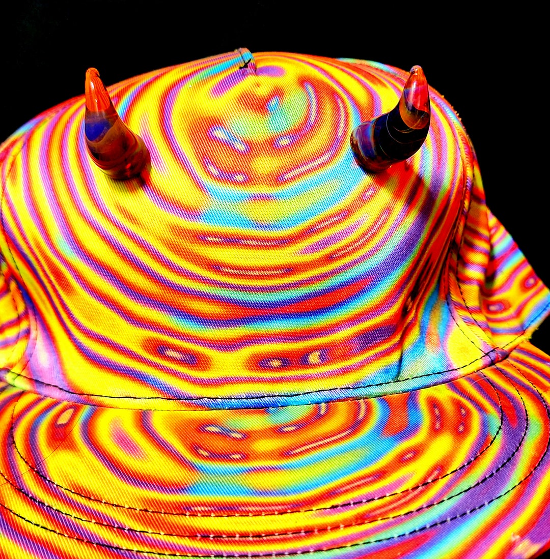 Rainbow Devil Horns Glass Trippy Hat Pin Pair - Etsy
