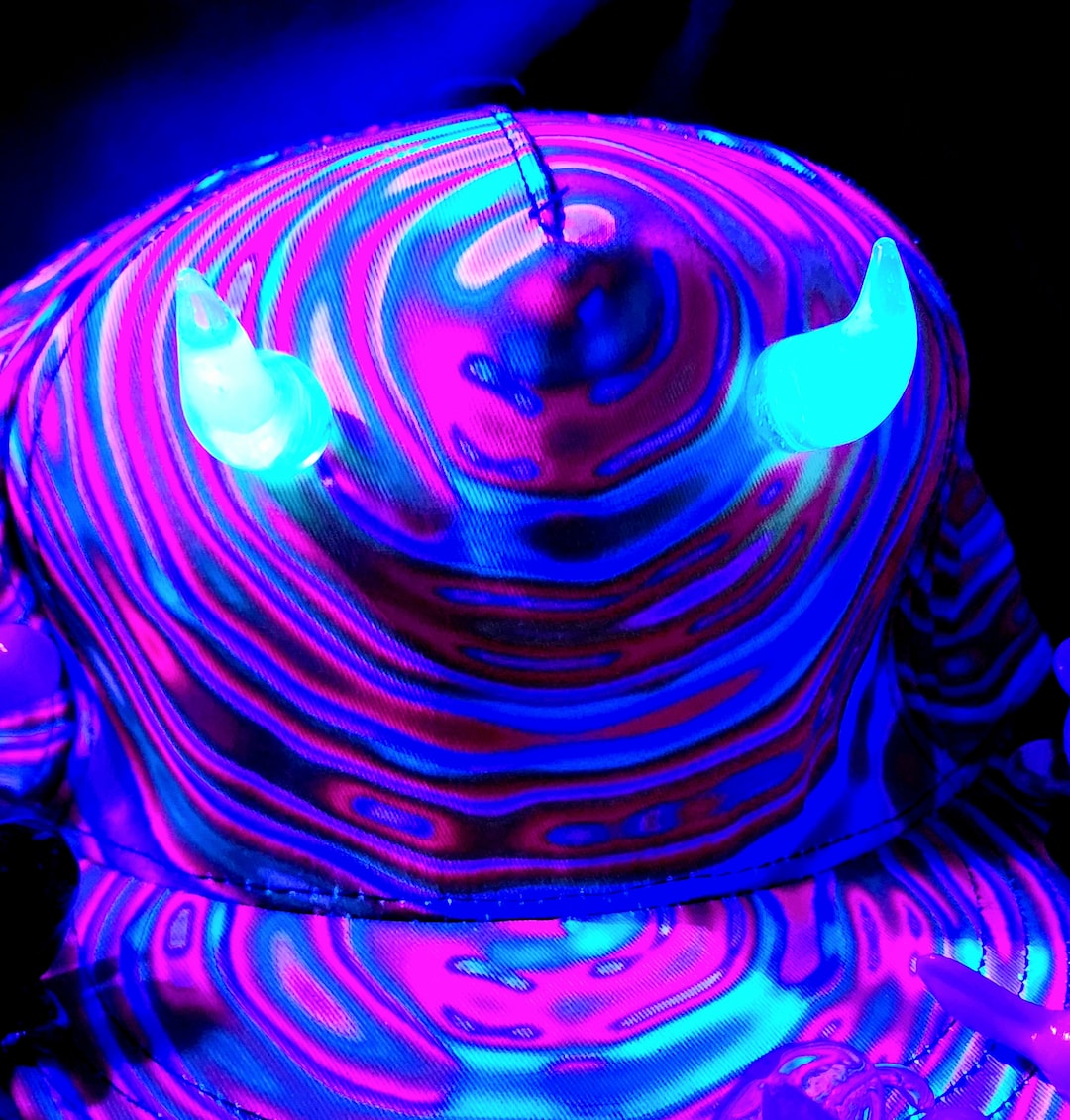 UV Glow Blue Devil Horns Glass Trippy Hat Pin Pair - Etsy