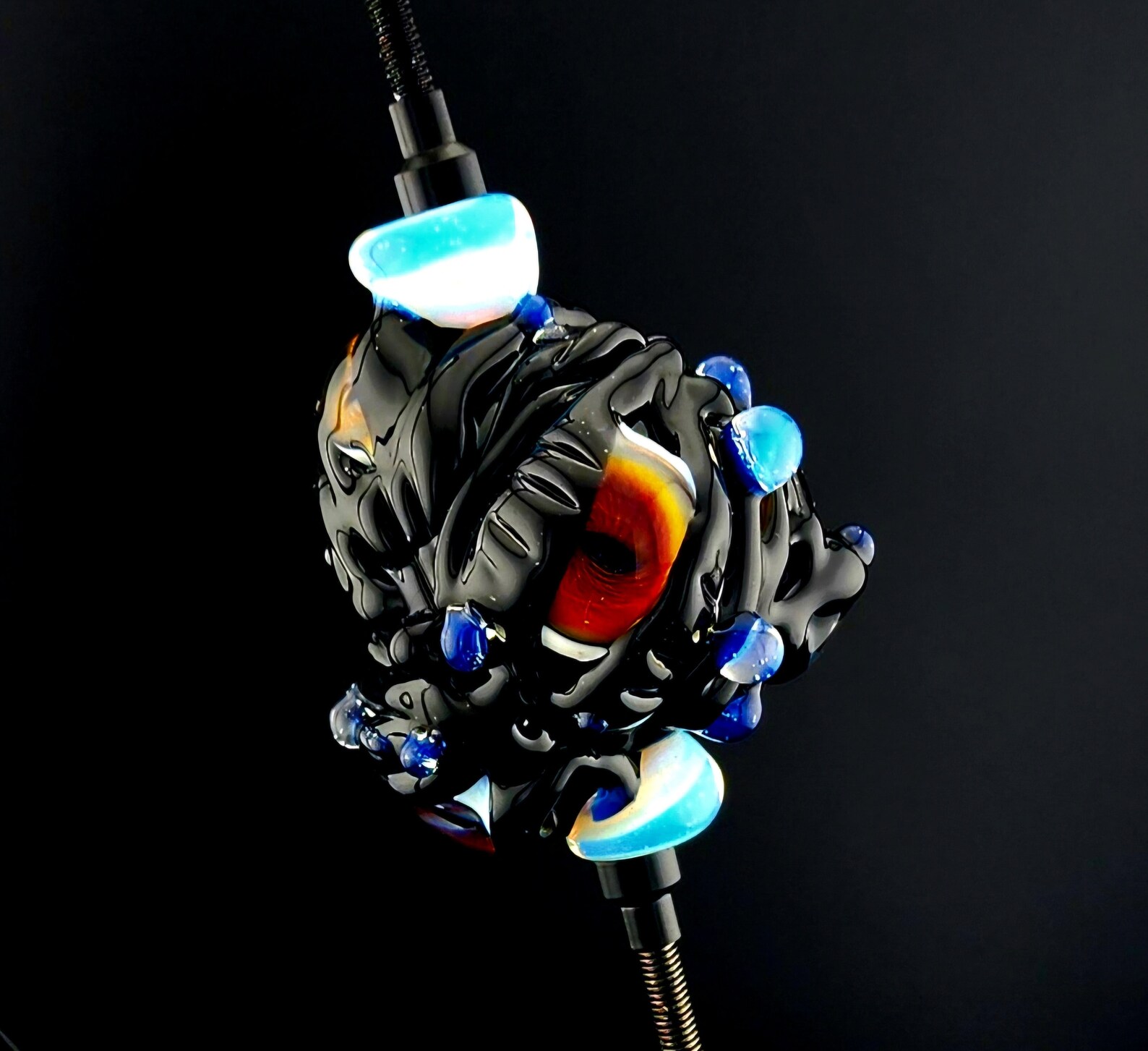 2.1 Glass Creature 4 Eyeball Marble With Metal Stand Curio Glassblown ...