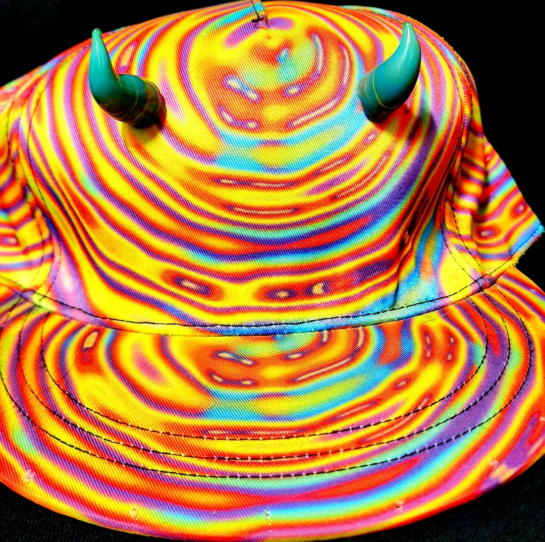 Teal Tears Devil Horns Glass Trippy Hat Pin Pair - Etsy