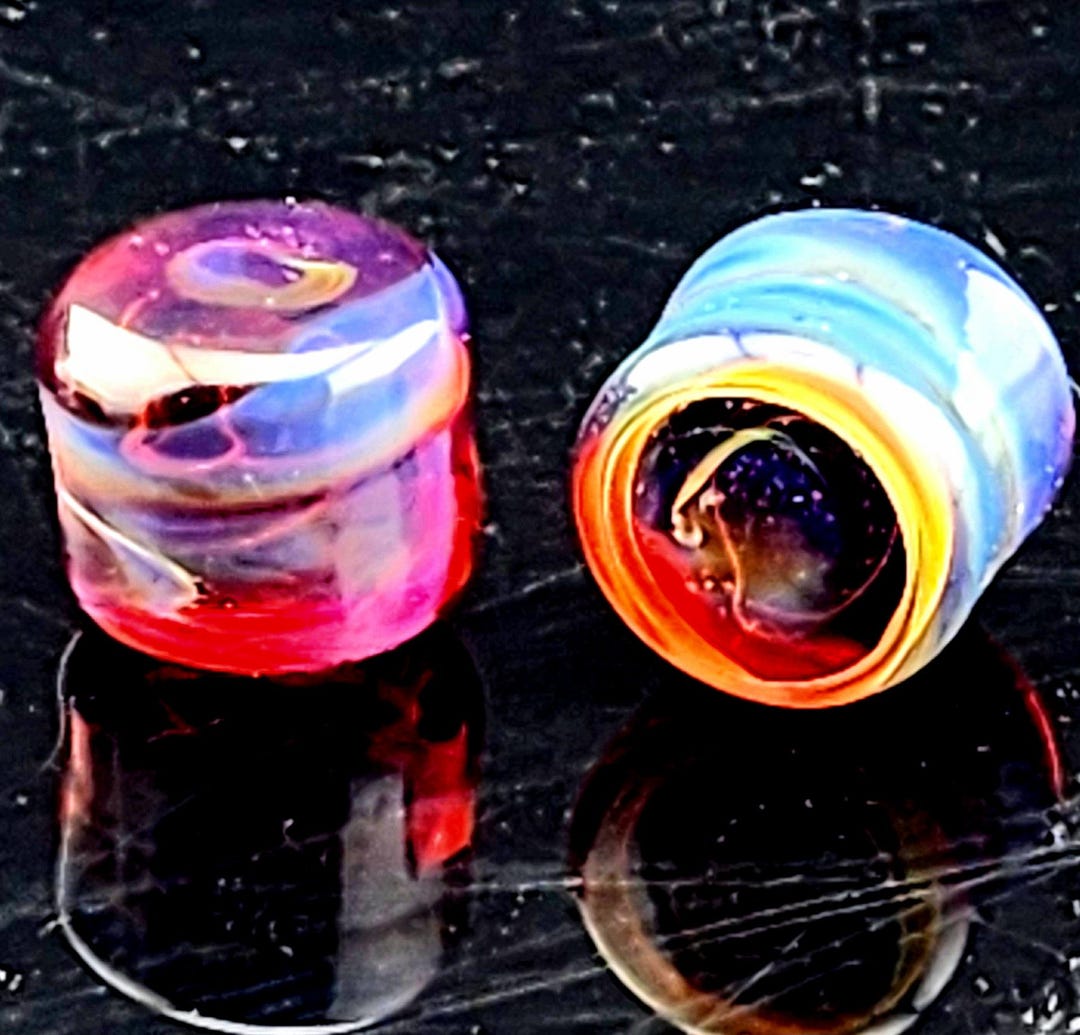 Rainbow Galaxy Glass Ear Plugs / Gauges Double Flare, Singles and Pairs ...