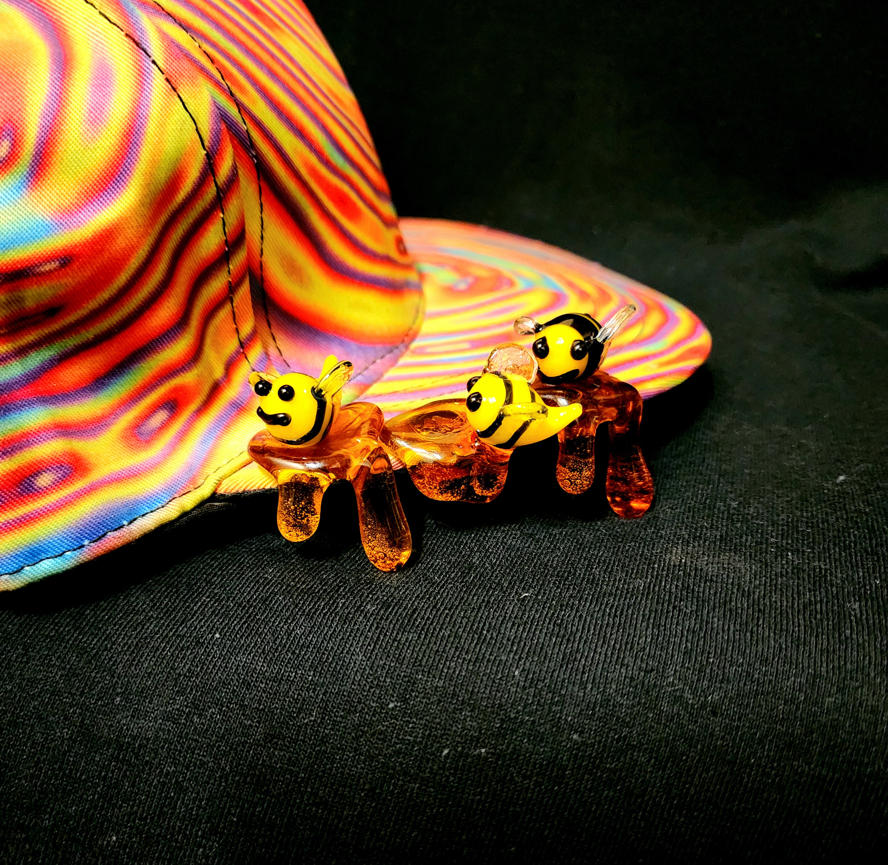 Bumblebee Topped Glass Trippy Drippy Hat Brim Pin - Etsy