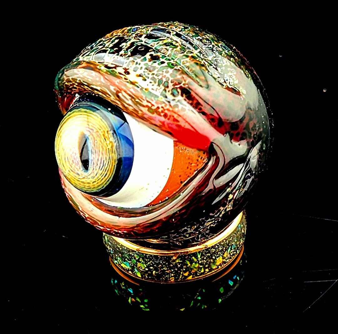 1.5 Glass Creature Eyeball Marble Curio Glassblown Oddities Monster ...
