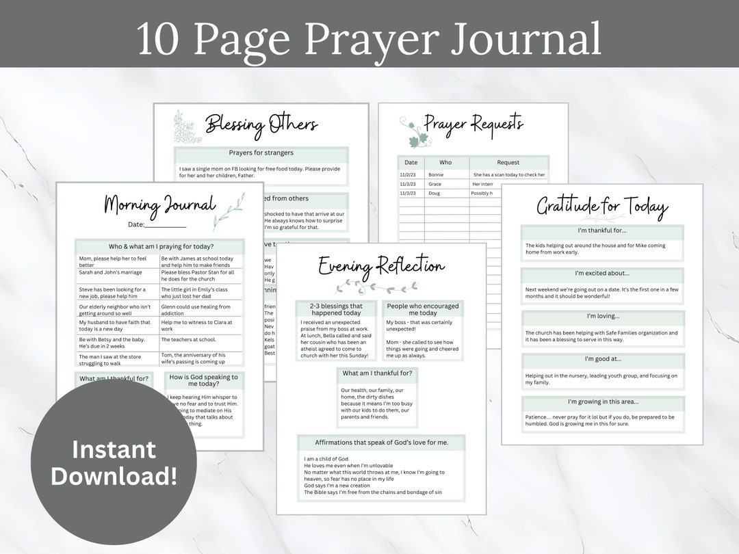 Prayer Journal Printable Gratitude Journal Digital Prayer - Etsy