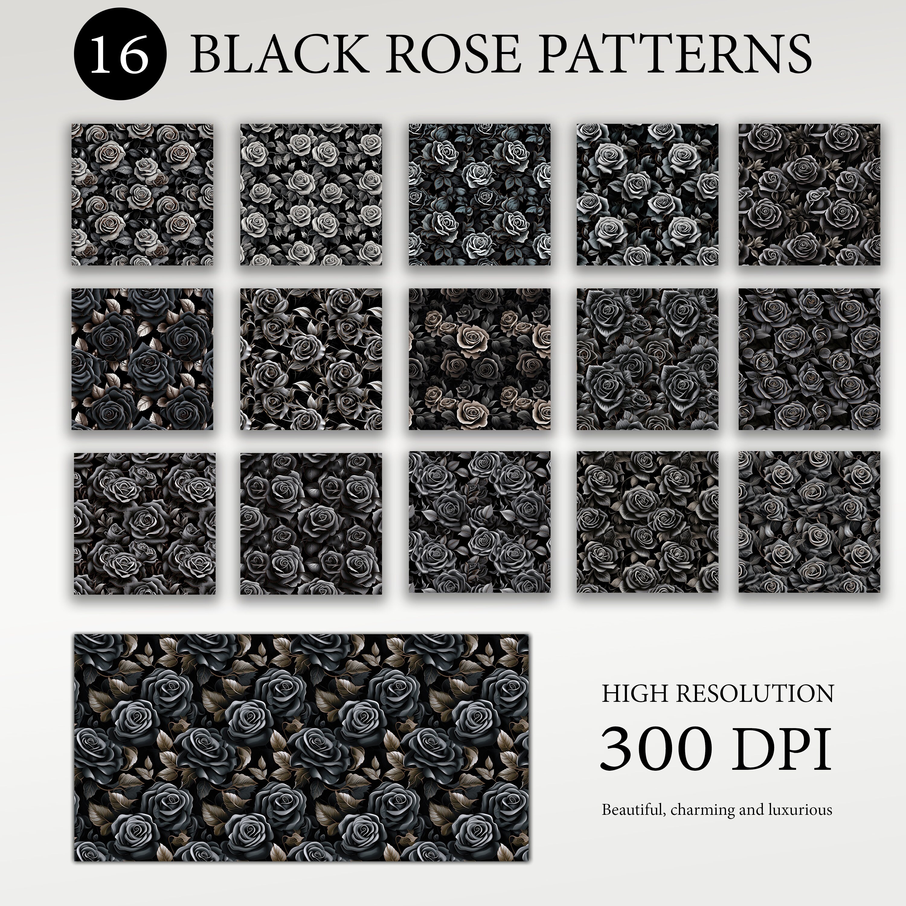 16 Black Rose Seamless Patterns , Black Patterns , Digital Paper ...