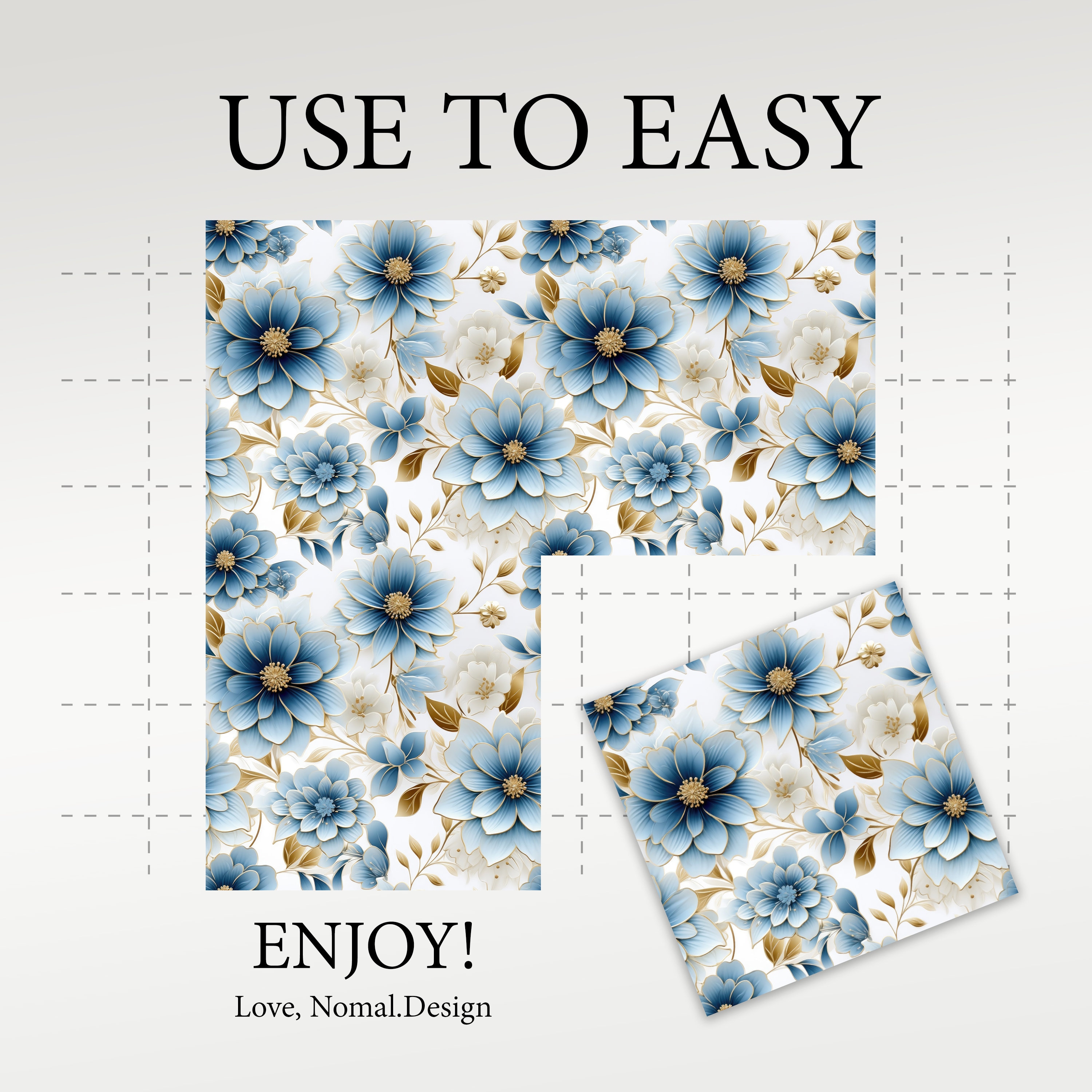 8 Flower Cyan Blue Luxury Seamless Patterns , Luxurious Pattern ...