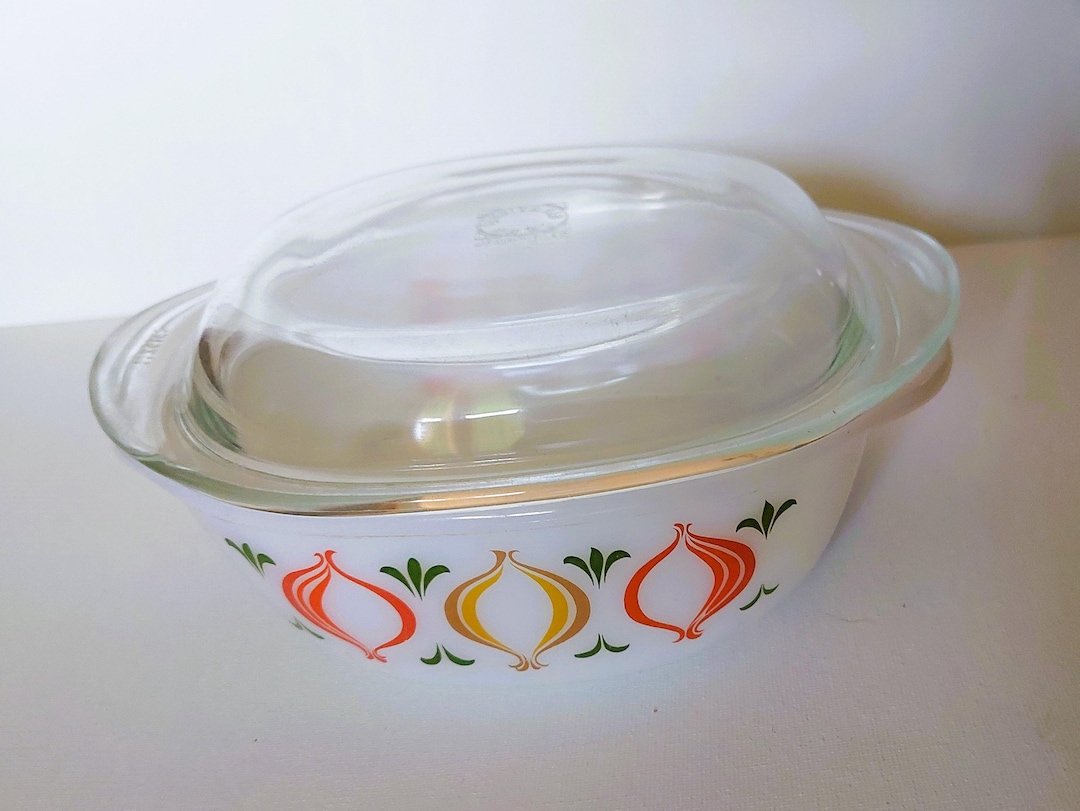 Vintage Milkglass Schott and Mainz Small Ovendish With Onion Pattern ...