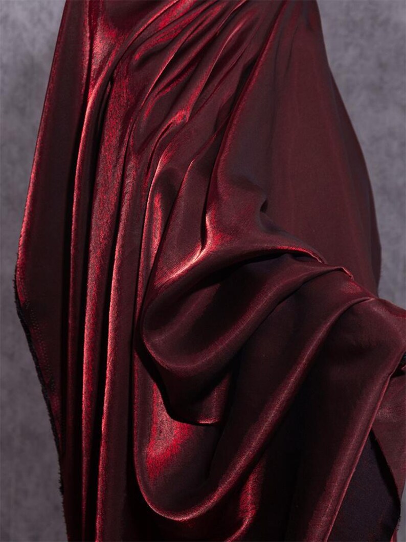 Satin Gradient Wine Red Silk Fabric, Wedding Fabric, Dress Fabric ...