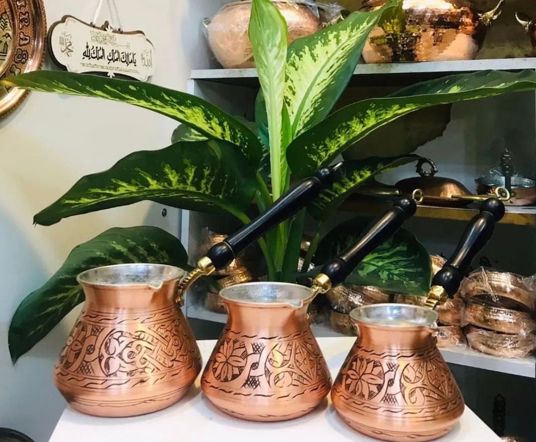 Handmade Turkish Real Copper Coffee Pot, Turkish-greek-arabic-moroccan ...