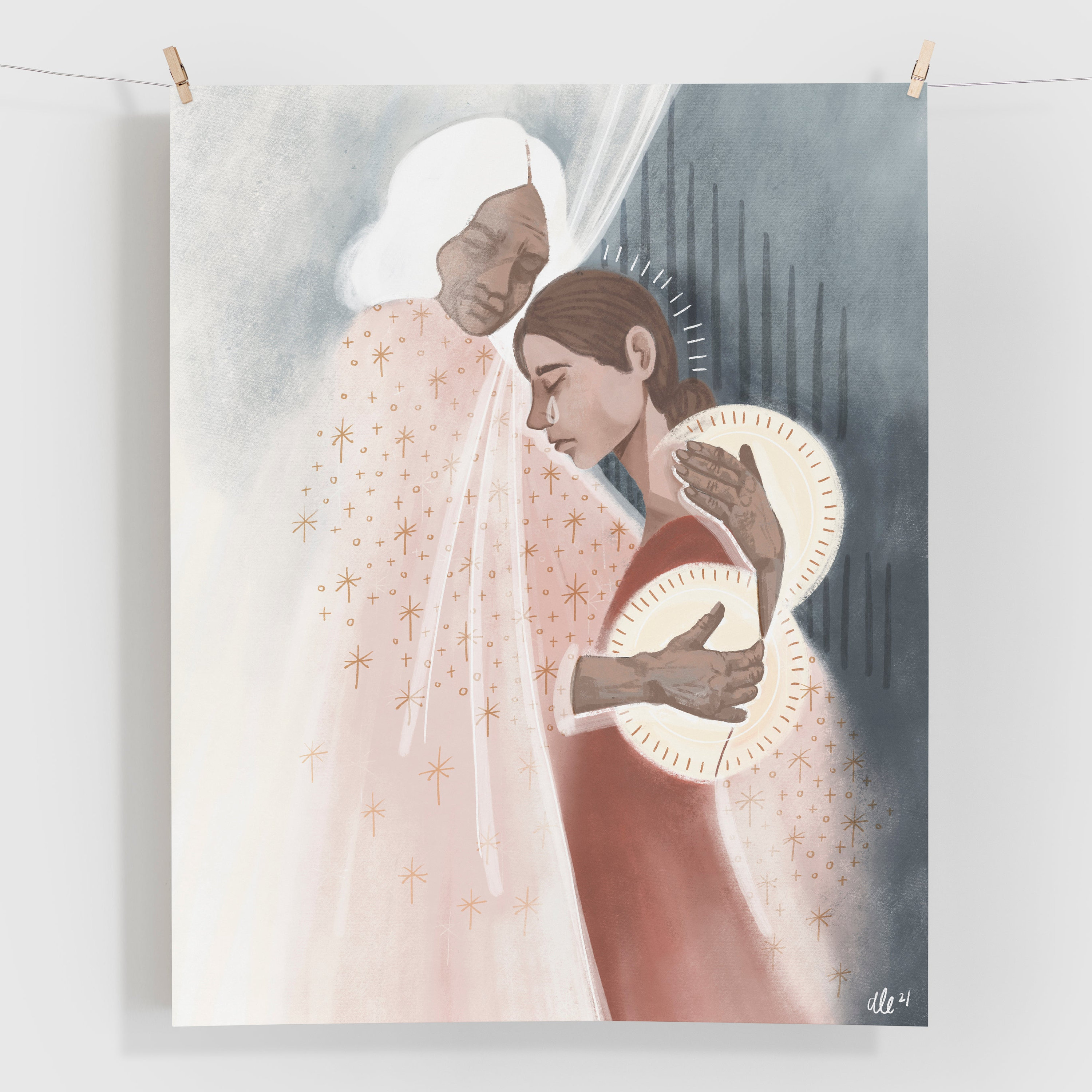 Pressing Against Heaven | Angel Hug Lost Loved One | Strength Hope Art ...