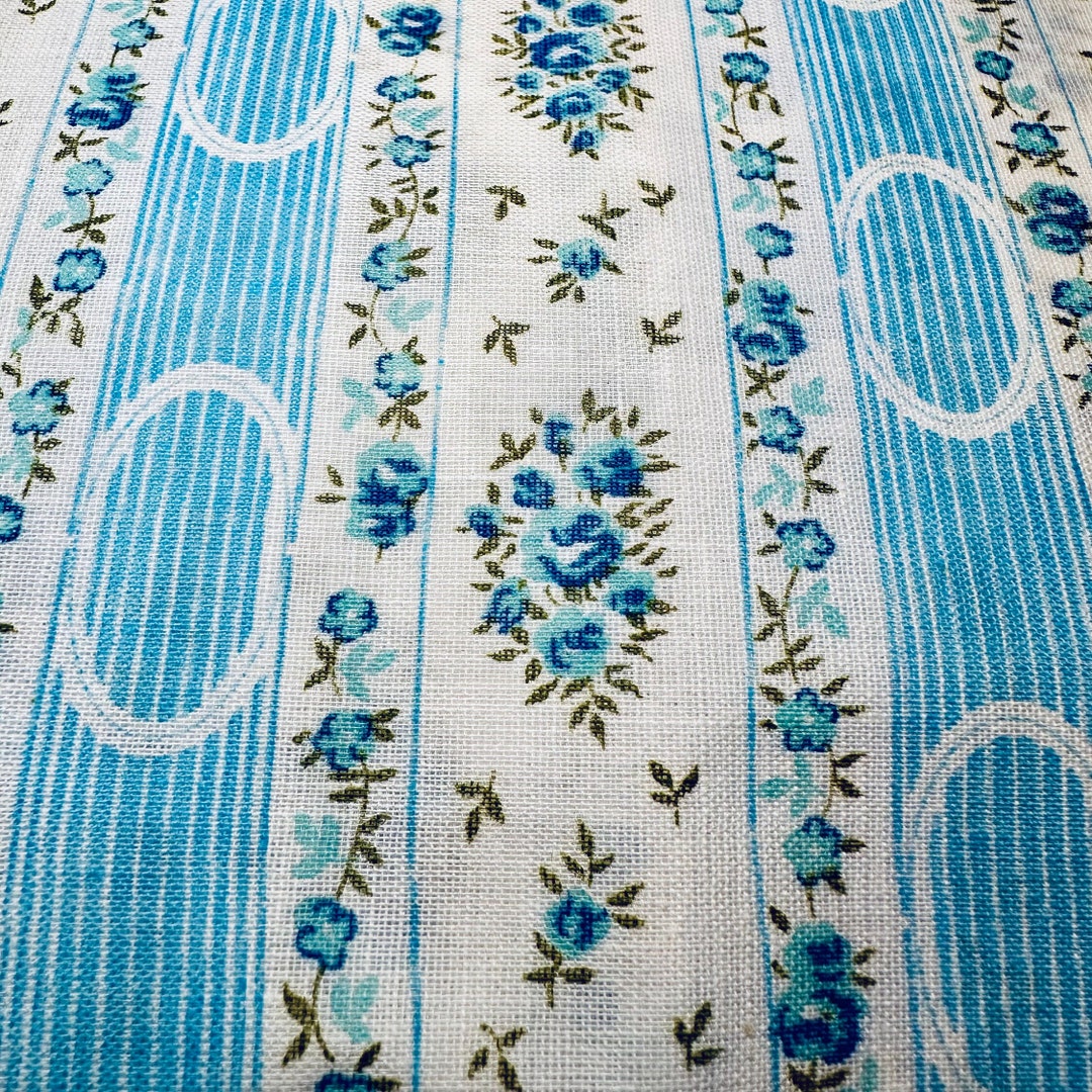 Vintage Blue Floral Feed Sack Fabric - Etsy