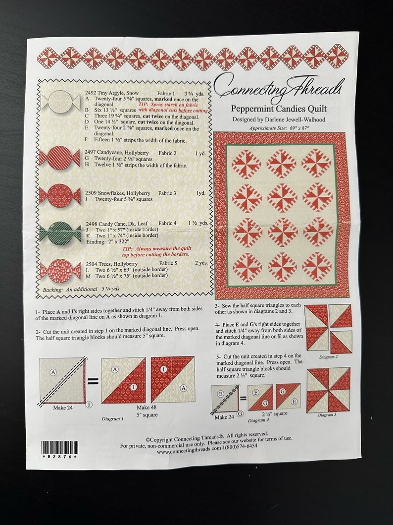 Peppermint Candies Quilt Kit- Connecting Threads- - Etsy
