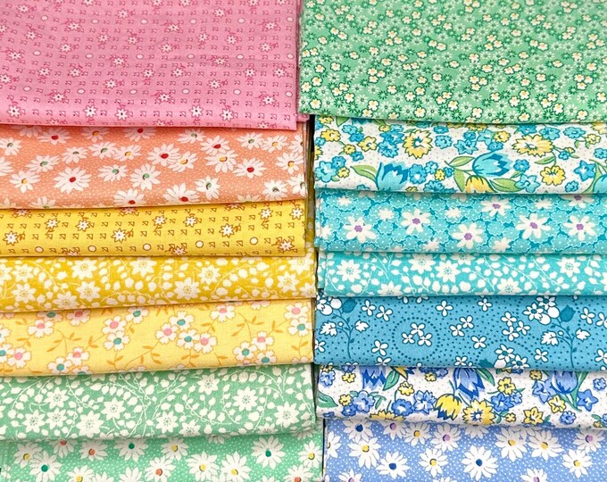 30’s Prints - Nana Mae 6 - Robert Kaufman Flower House- 14 Fat Quarters ...