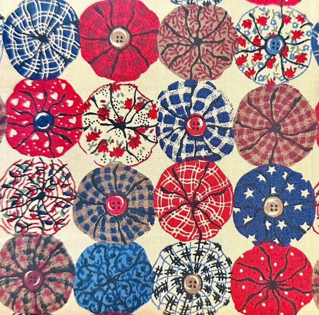 Patriotic Yo-yo Print by Fabric Traditions 2136 64x 43 - Etsy