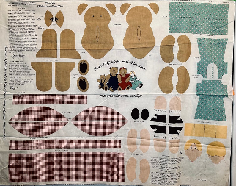 Vintage 80's Goldilocks and Mama Bear Panel by Concord - Etsy