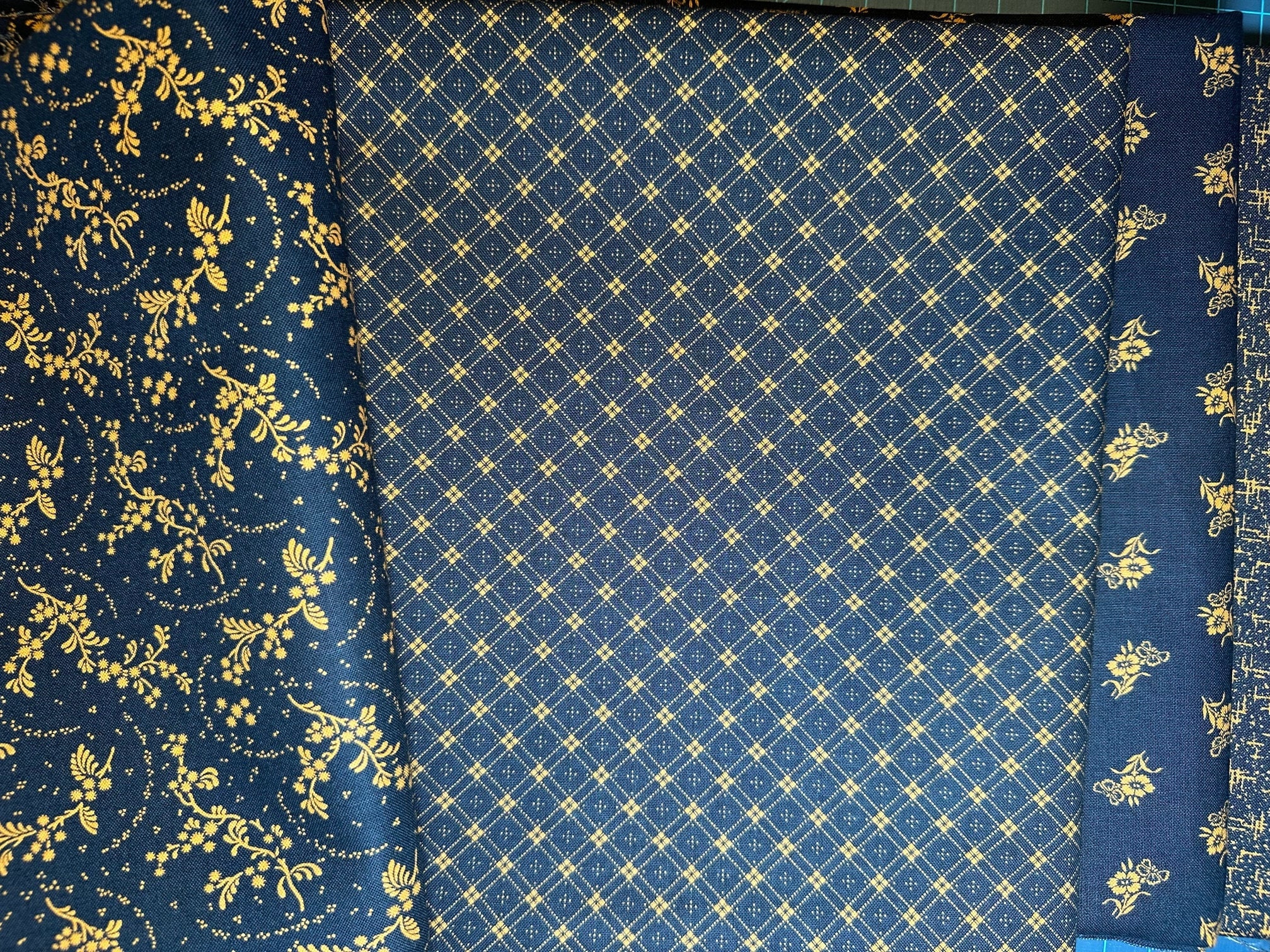 Cheddar and Indigo 4 Fat Quarters Civil War Prints 1870-1910 Windham ...