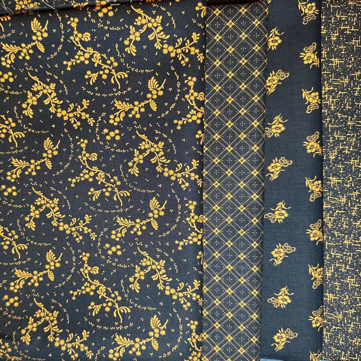 Cheddar and Indigo 4 Fat Quarters Civil War Prints 1870-1910 Windham ...