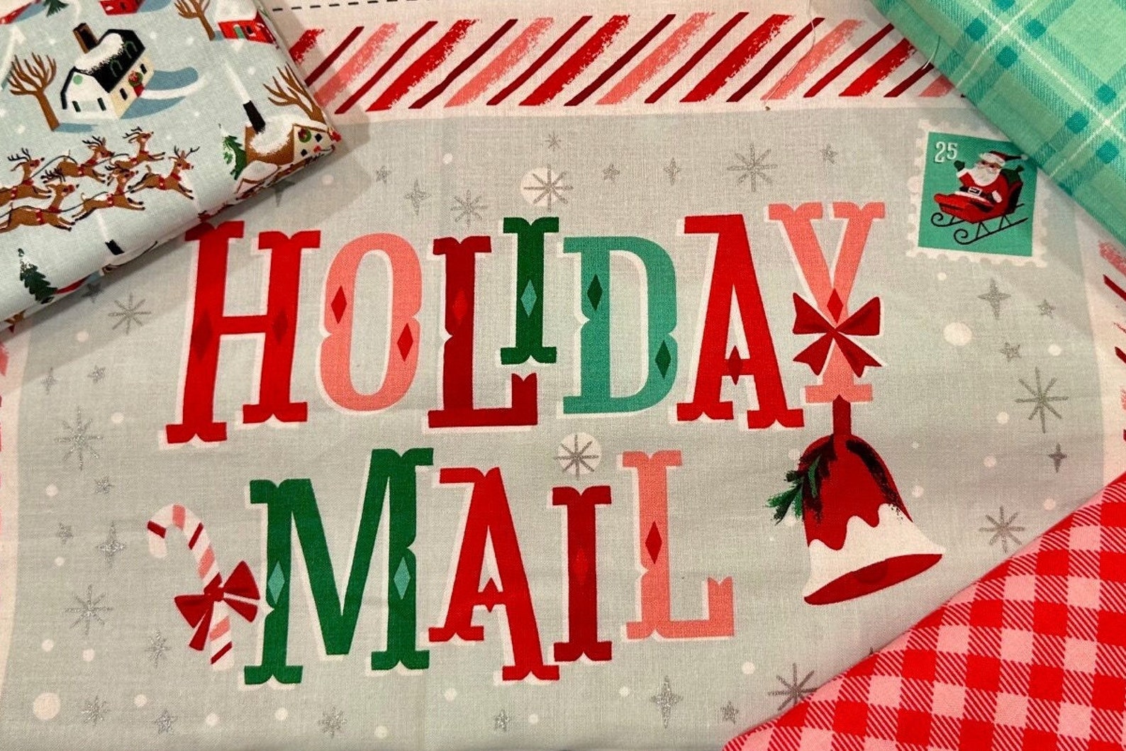 Riley Blake- Christmas Santa Mail Bag Panel and Holiday Twas -seasons ...