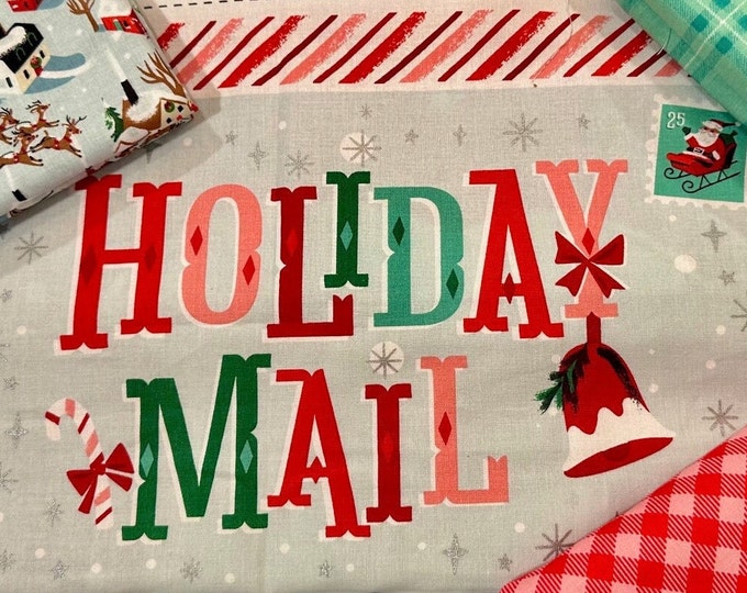 Riley Blake- Christmas Santa Mail Bag Panel and Holiday Twas -seasons ...
