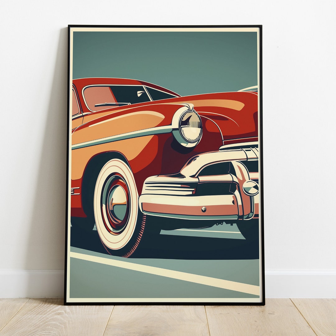 Vintage Retro Car Poster. 1950s Pontiac. Printable Digital Art. Instant ...