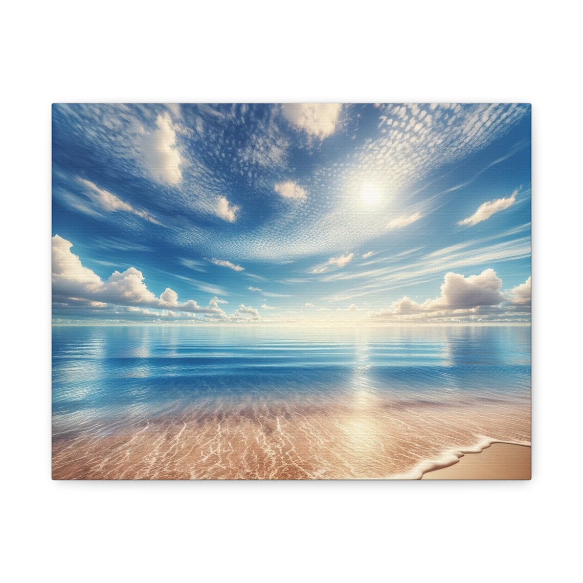 Sunny Day at the Beach Canvas Art Serene Seaside Landscape Wrap ...