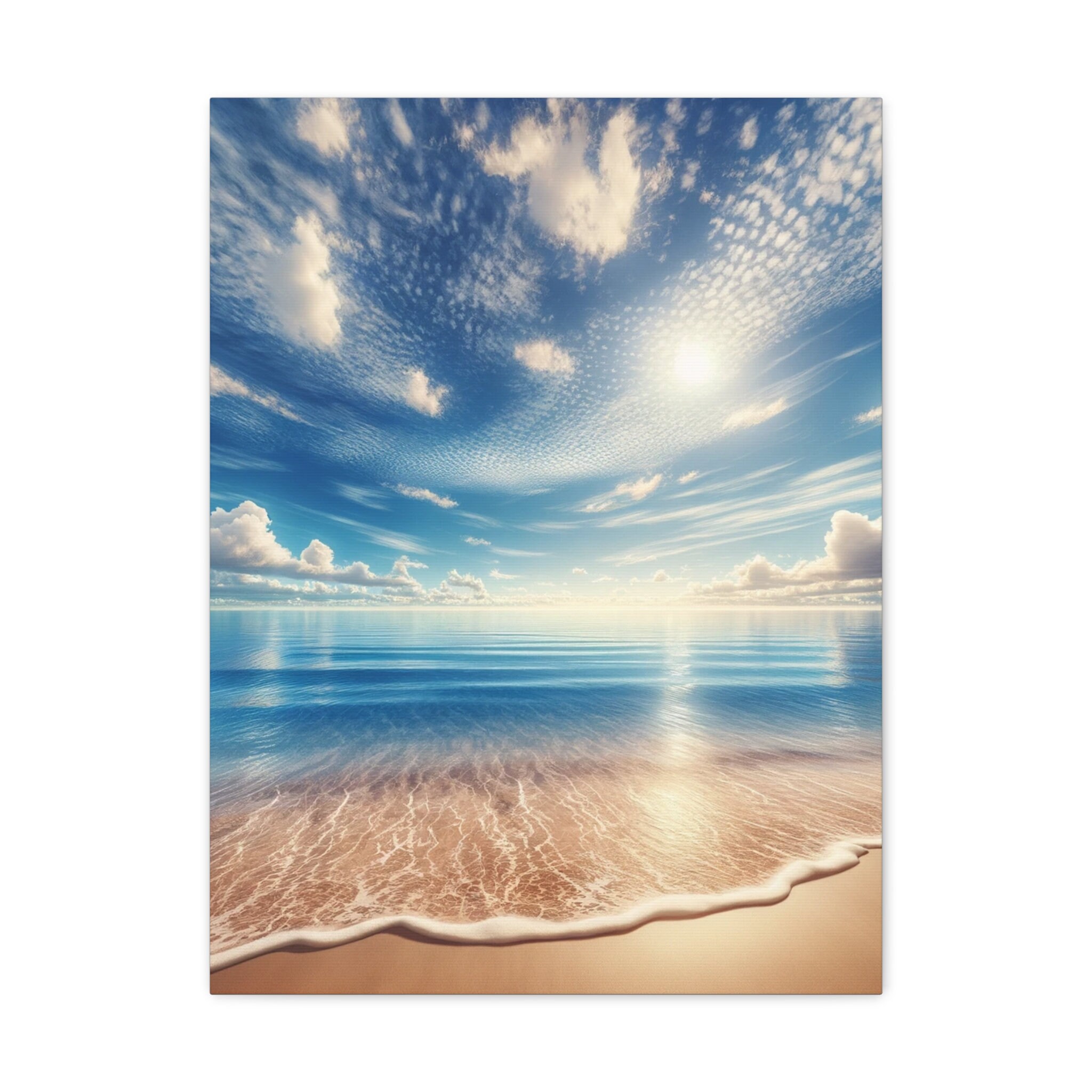 Sunny Day at the Beach Canvas Art Serene Seaside Landscape Wrap ...
