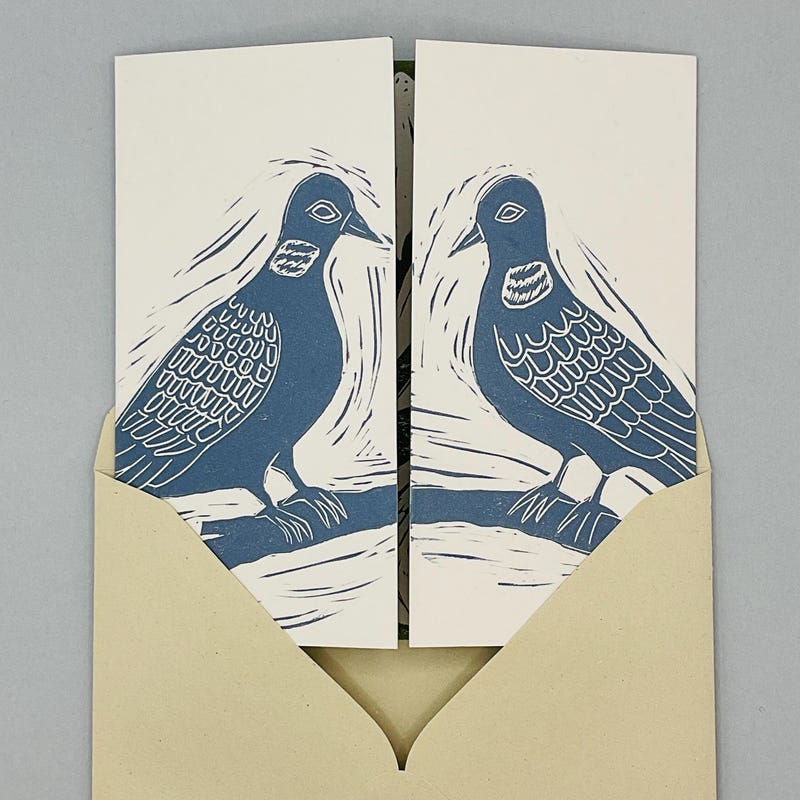 Linocut Valentine Print - Etsy UK