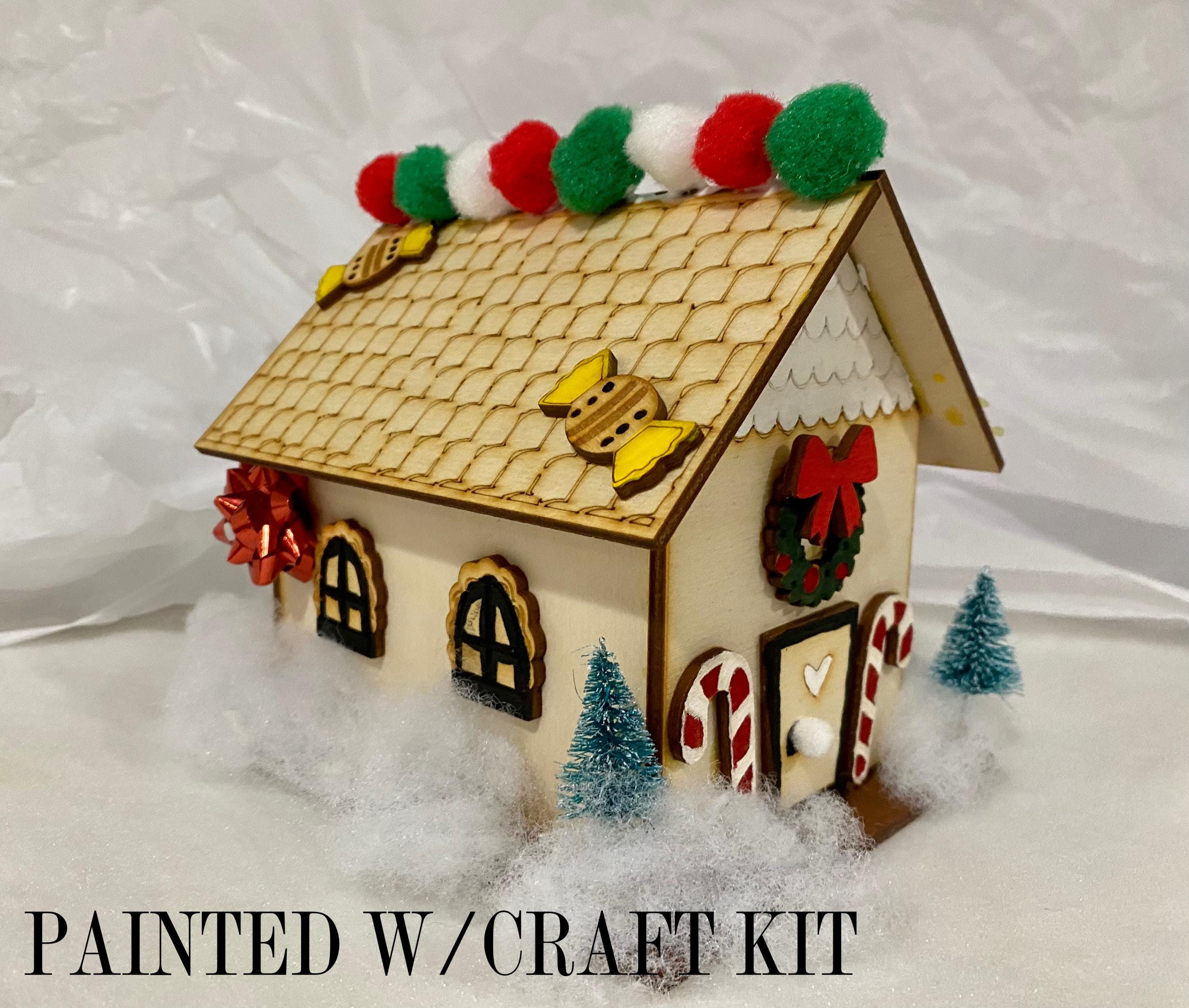 Wood Gingerbread House Craft Kit- Unfinished Wood Craft- Christmas ...