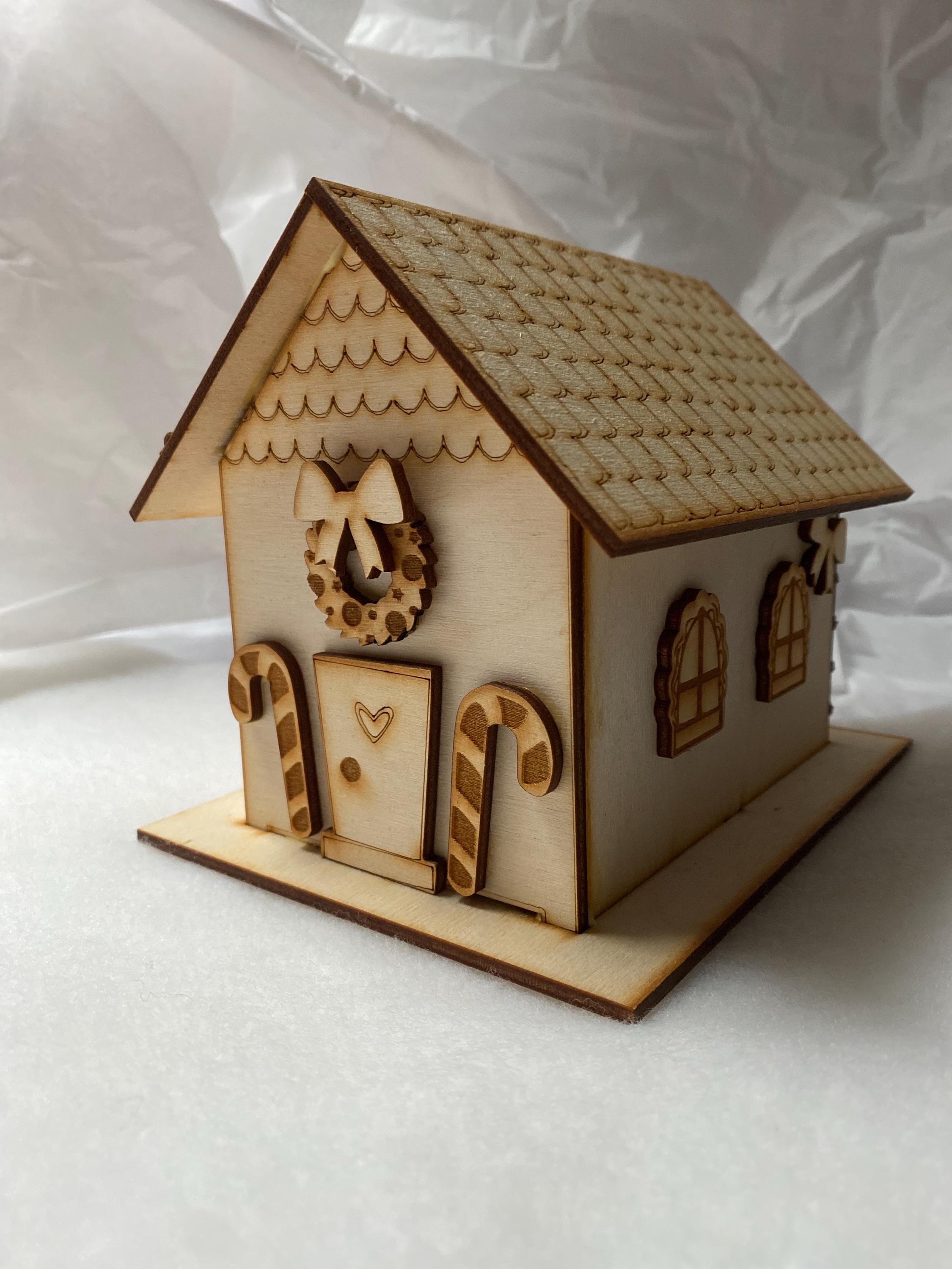 Wood Gingerbread House Craft Kit- Unfinished Wood Craft- Christmas ...