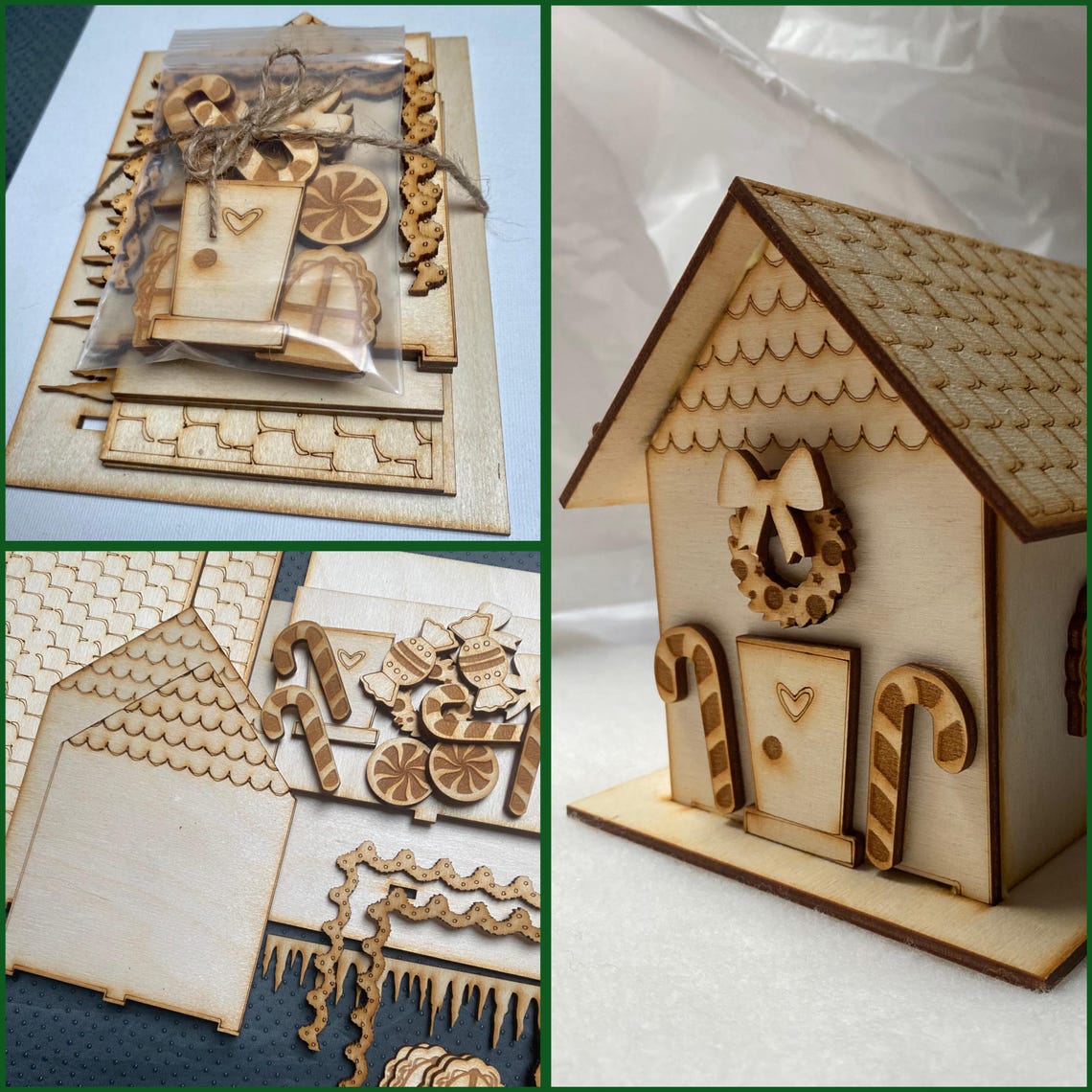 Wood Gingerbread House Craft Kit- Unfinished Wood Craft- Christmas ...
